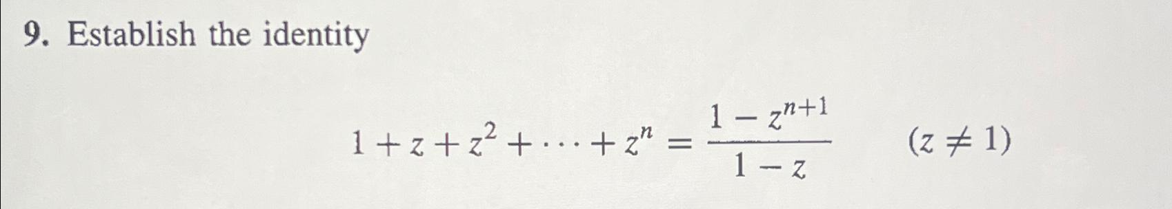 Solved Establish the identity)≠(1 | Chegg.com