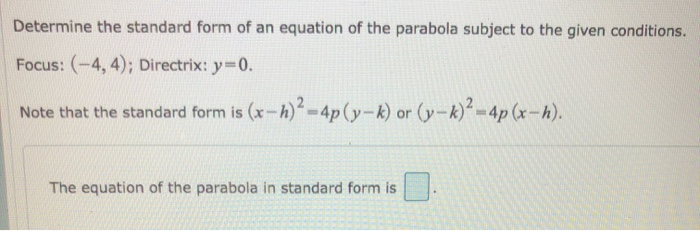 Solved Determine the standard form of an equation of the | Chegg.com