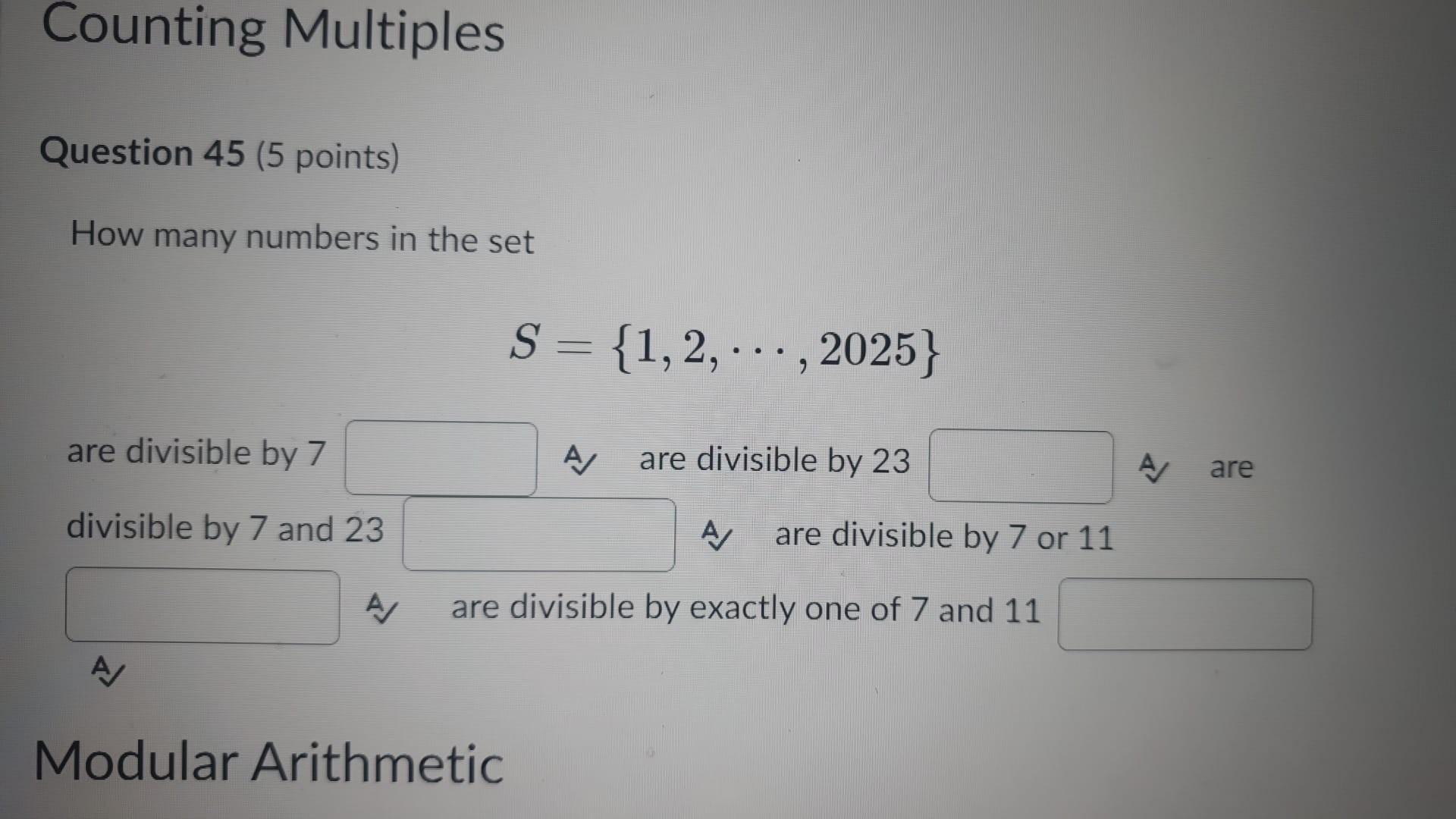 Solved Question 45 (5 points) How many numbers in the set | Chegg.com