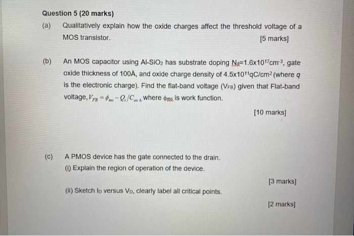 Solved Question 5 (20 marks) (a) Qualitatively explain how | Chegg.com