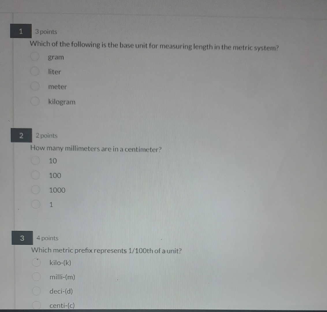 Solved 13 ﻿pointsWhich of the following is the base unit for | Chegg.com