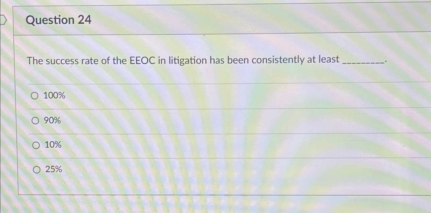 Solved Question 24The success rate of the EEOC in litigation | Chegg.com