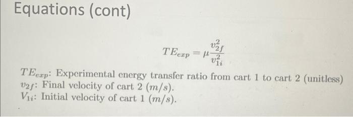 Solved Table 1Equations (cont) TEexp=μv1i2v2f2 TEexp : | Chegg.com