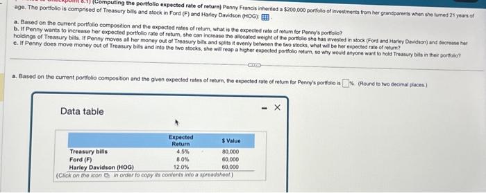 Solved (Computing the pertfolio expected rate of return) | Chegg.com