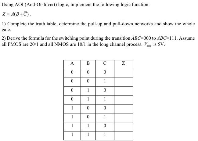 Solved Using AOI (And-Or-Invert) logic, implement the | Chegg.com