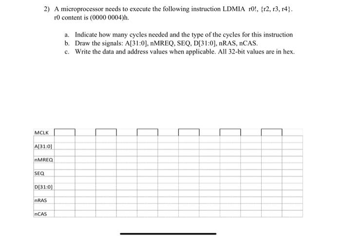 Solved 2) A microprocessor needs to execute the following | Chegg.com