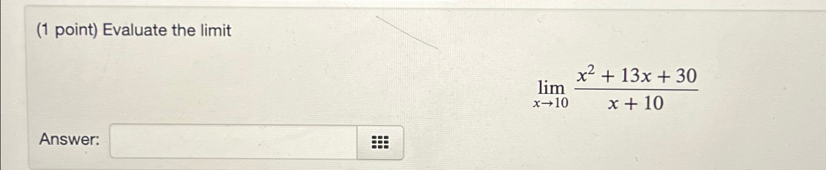 Solved (1 ﻿point) ﻿Evaluate the | Chegg.com