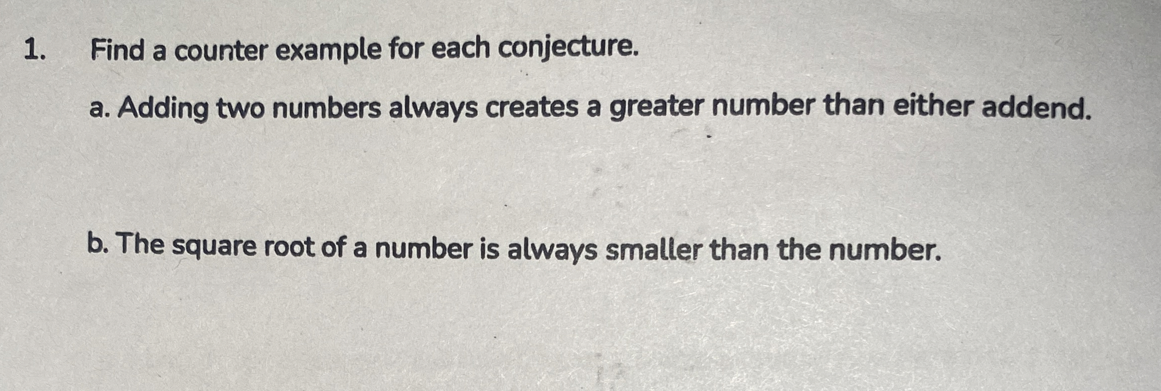 Find a counter example for each conjecture.a. ﻿Adding | Chegg.com