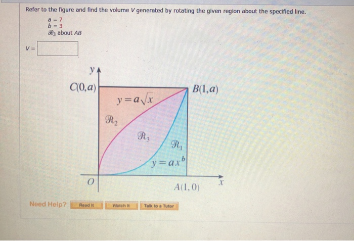 Solved Refer to the figure and find the volume V generated | Chegg.com