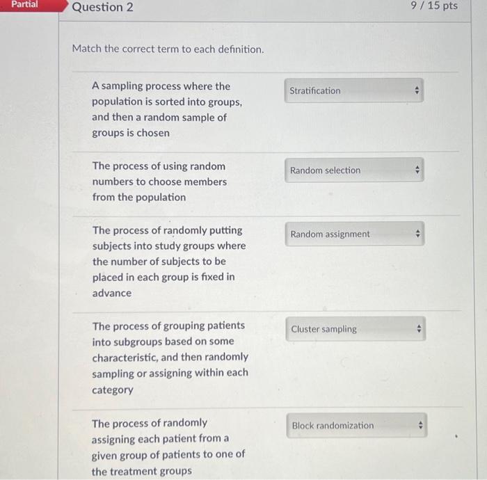Solved Match the correct term to each definition. A sampling | Chegg.com