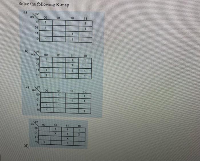 Solved Solve the following K-map b) | Chegg.com