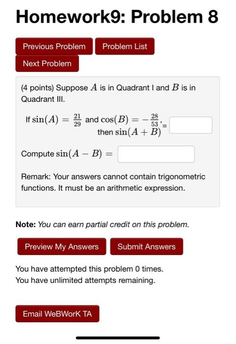 Solved Homework9: Problem 8 (4 points) Suppose A is in | Chegg.com