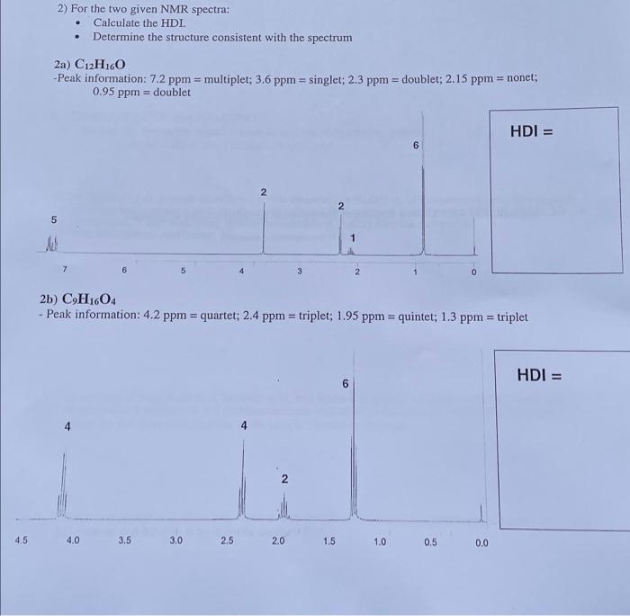 Solved 2) For the two given NMR spectra: - Calculate the | Chegg.com