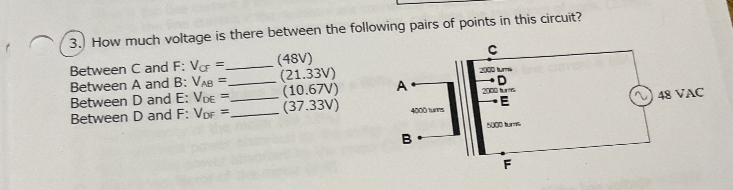 Solved How much voltage is there between the following pairs | Chegg.com