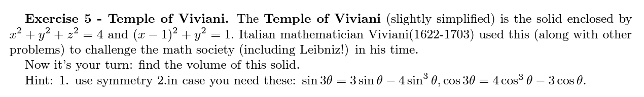 Solved Exercise 5 - ﻿Temple of ﻿Viviani. The Temple of | Chegg.com