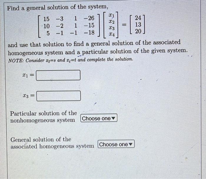 Solved Find a general solution of the system, ][ and use | Chegg.com