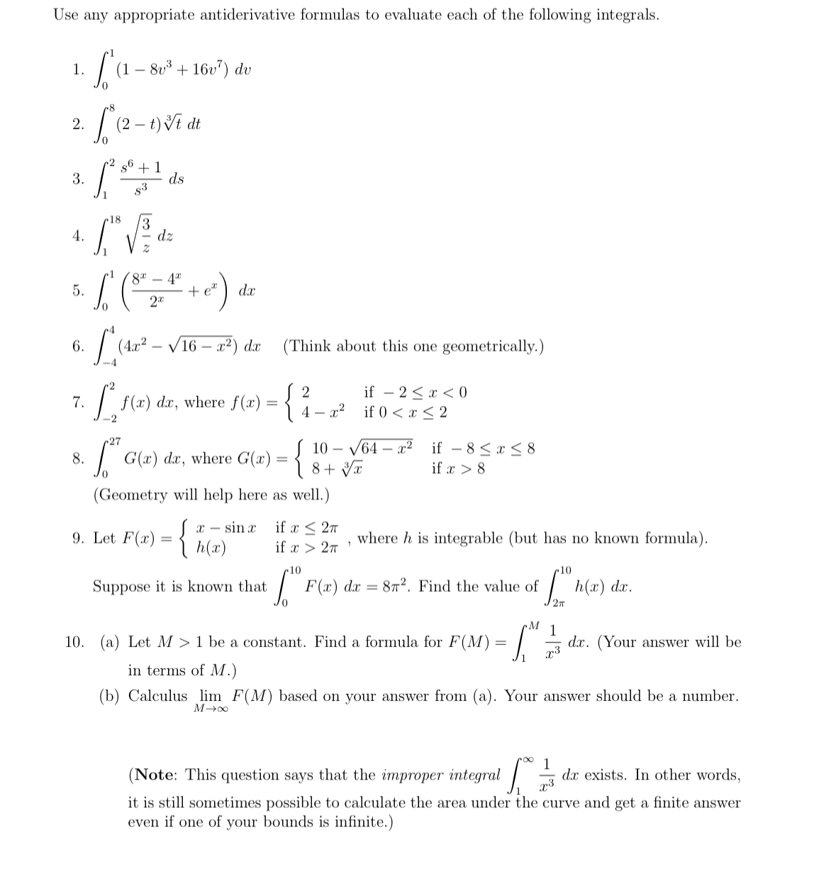 Solved Use any appropriate antiderivative formulas to | Chegg.com
