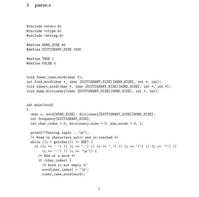 Solved Can someone please help me rewrite this parse.c | Chegg.com