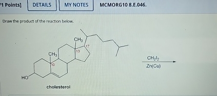 Solved '1 ﻿Points]MCMORG10 8.E.046.Draw the product of the | Chegg.com