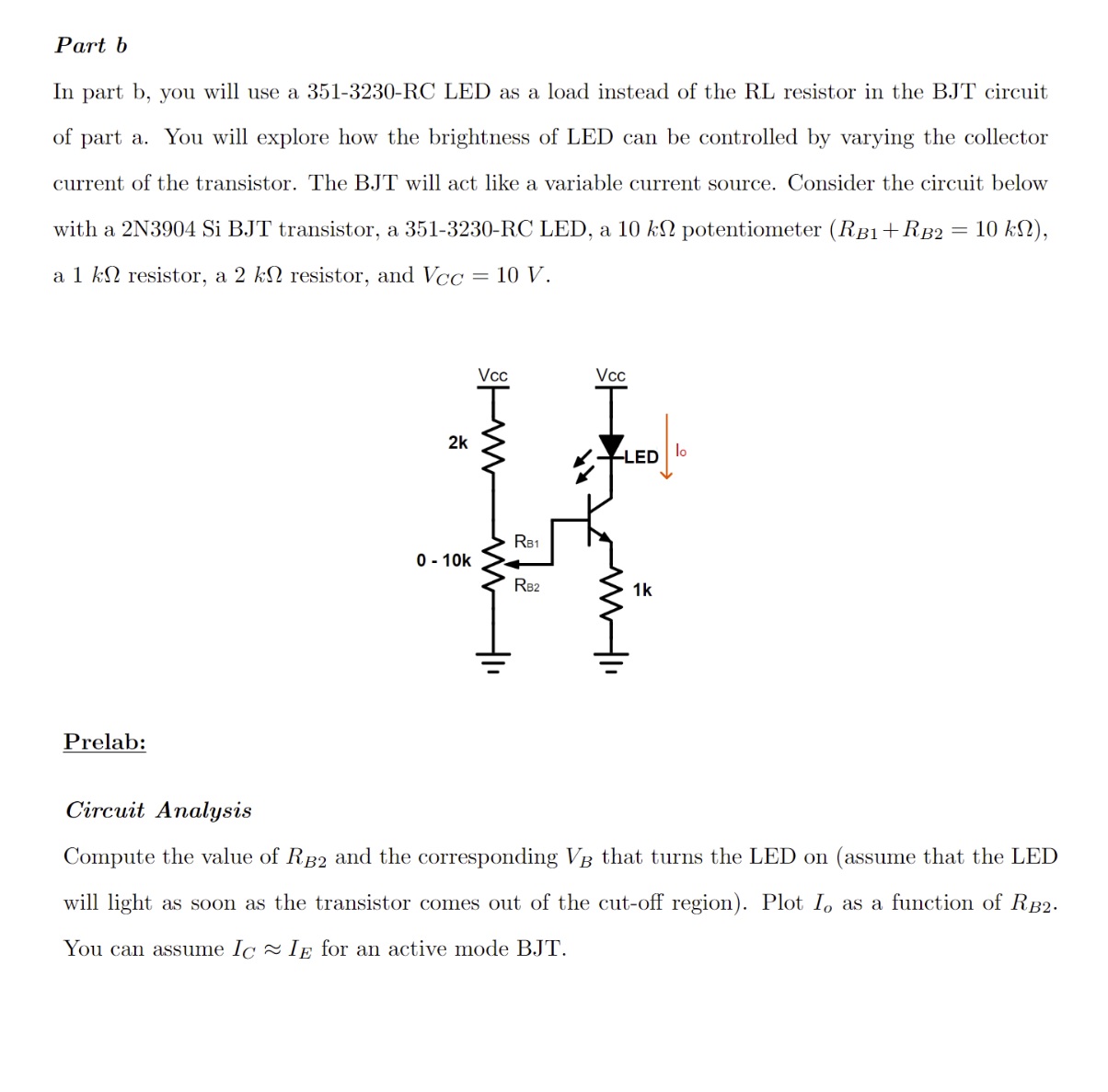 Solved Part bIn part b, ﻿you will use a 351-3230-RC LED as a | Chegg.com