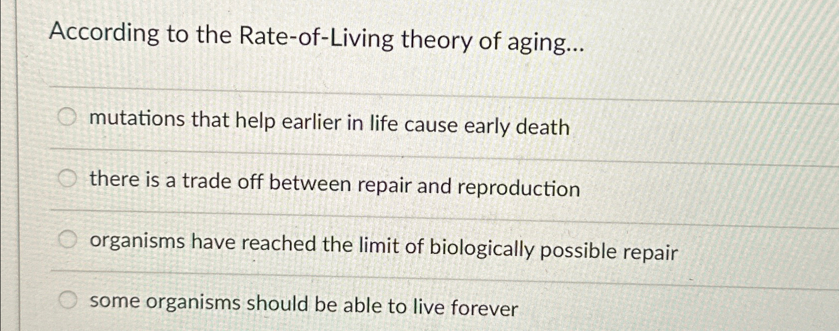 Solved According to the Rate-of-Living theory of | Chegg.com