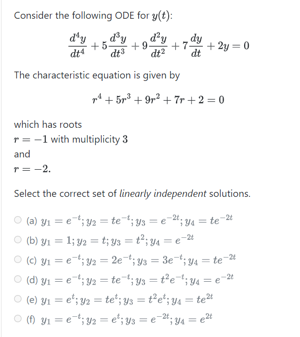 Solved Consider the following ODE for y(t) | Chegg.com
