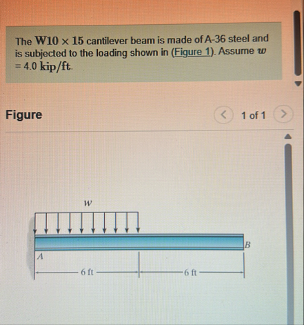The W10 ×15 ﻿cantilever beam is made of A-36 ﻿steel | Chegg.com