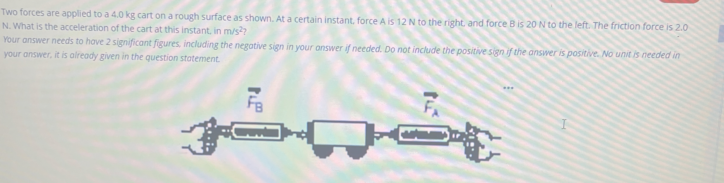 Solved Two forces are applied to a 4.0 ﻿kg cart on a rough | Chegg.com