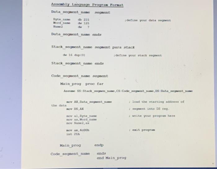Data segment name segment: \( \begin{array}{ll}\text | Chegg.com