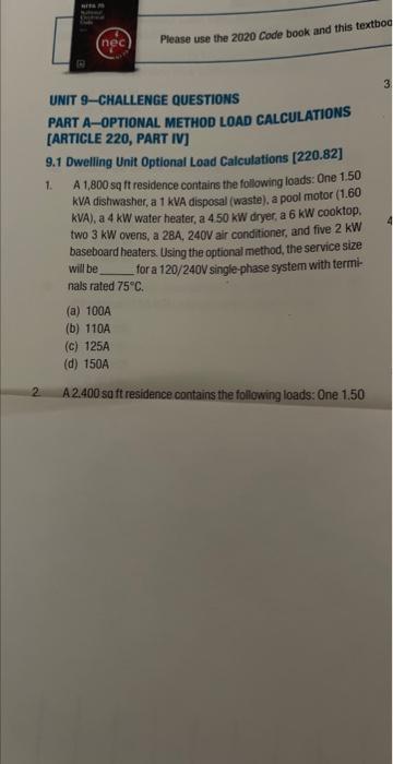 Solved [ARTICLE 220, PART IV] 9.1 Dwelling Unit Optional | Chegg.com