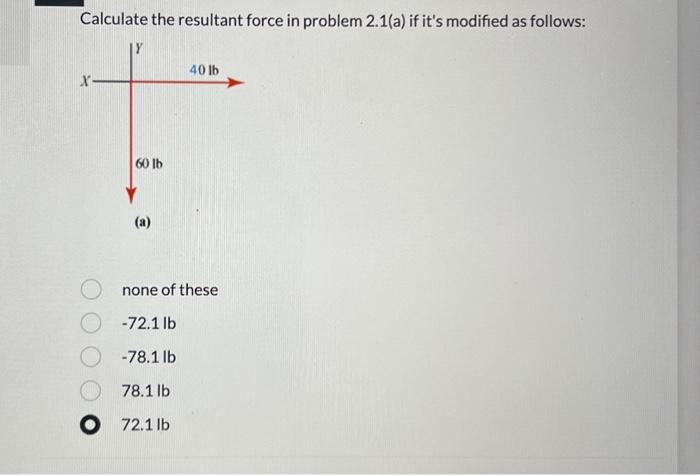 Solved Calculate the resultant force in problem 2.1(a) if | Chegg.com