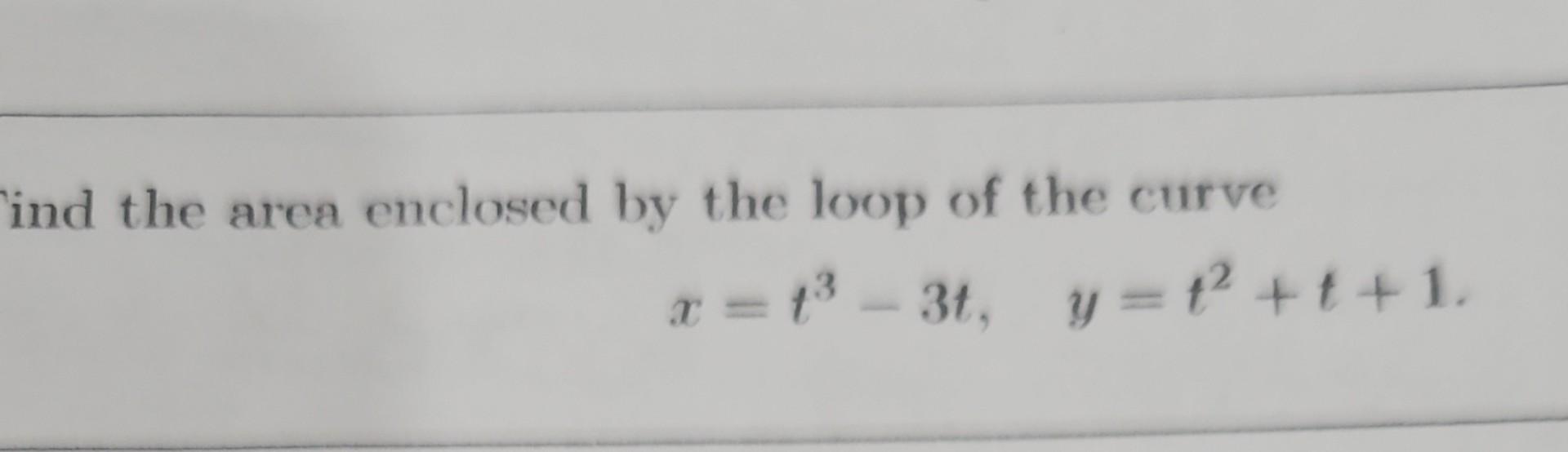 Solved ind the area enclosed by the loop of the curve | Chegg.com