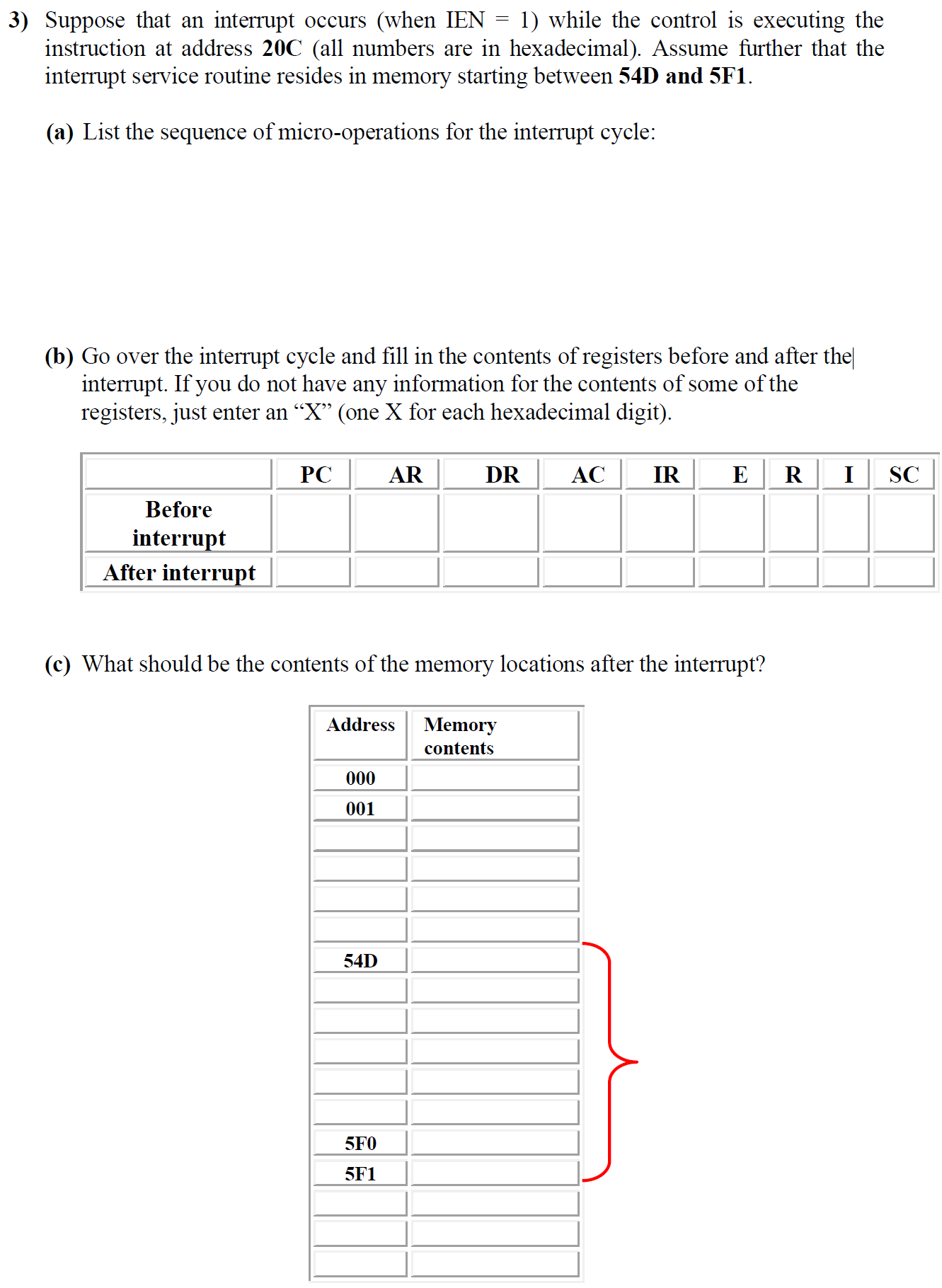 Solved Suppose that an interrupt occurs (when IEN = 1) | Chegg.com
