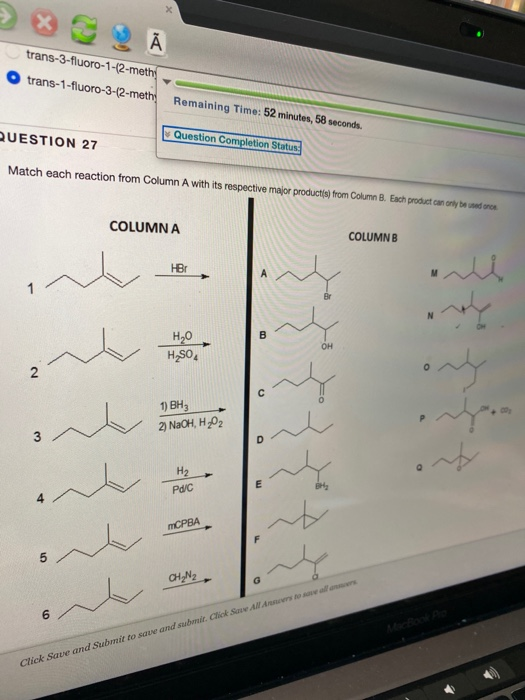 Solved QUESTION 27 Match each reaction from Column A with | Chegg.com