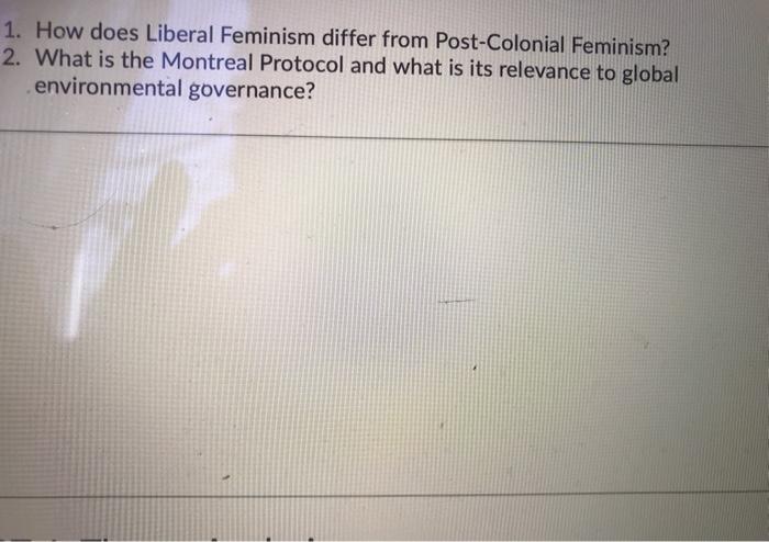 1. How does Liberal Feminism differ from | Chegg.com