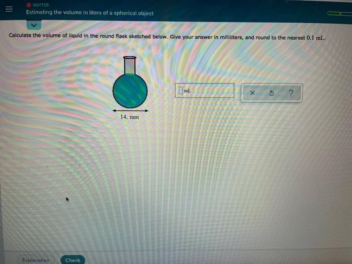 Solved O MATTER Estimating the volume in liters of a | Chegg.com