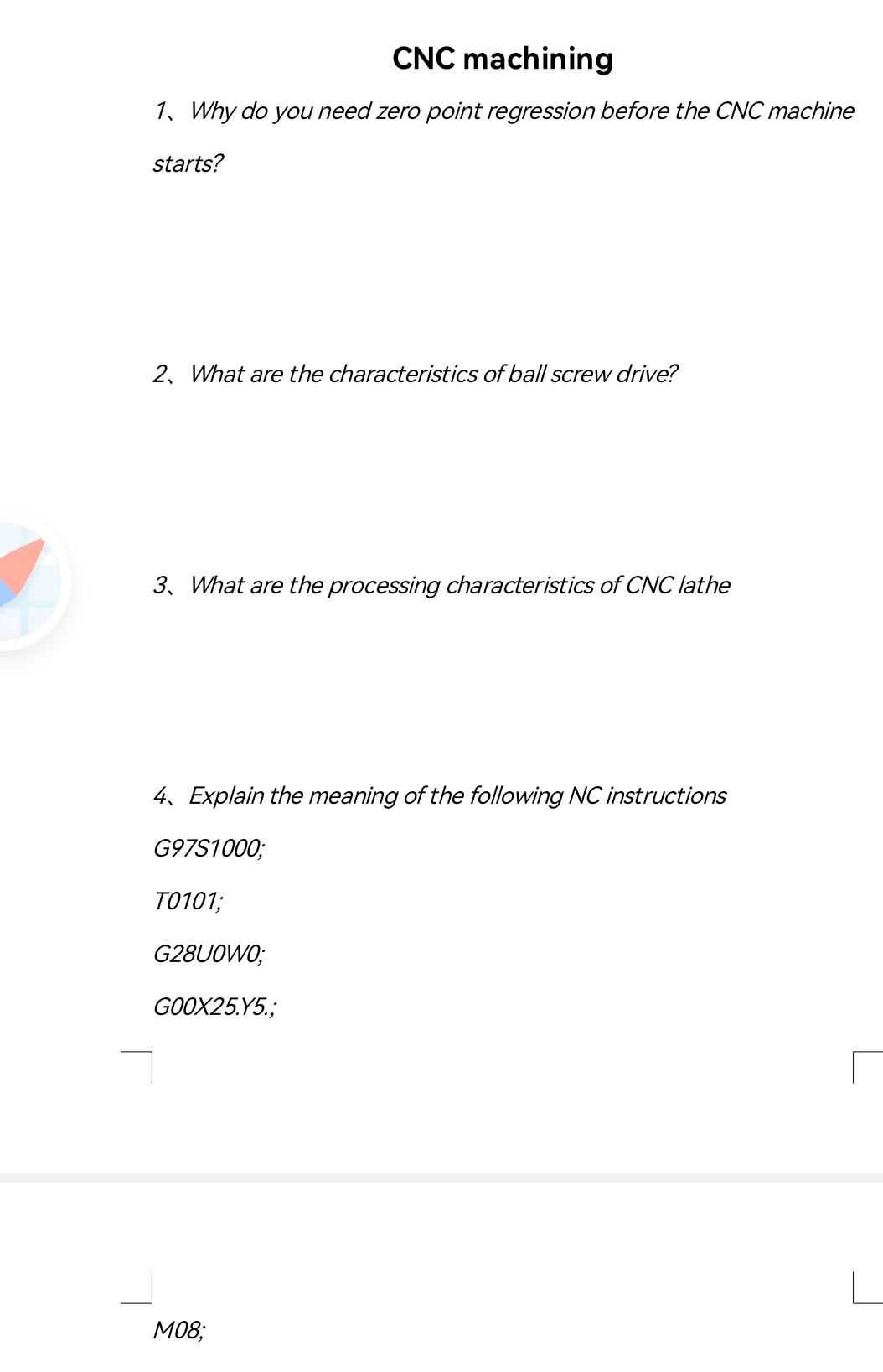Solved CNC machining 1. Why do you need zero point | Chegg.com
