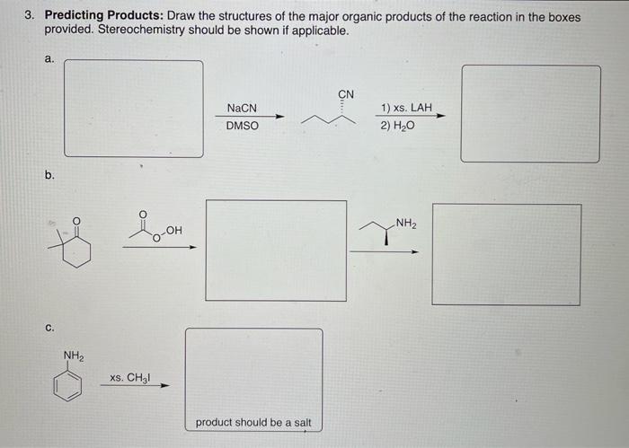 Solved 3. Predicting Products: Draw the structures of the | Chegg.com