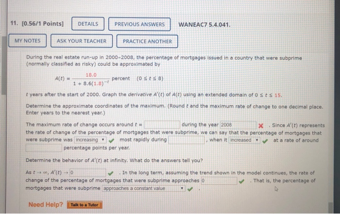 Solved 11. [0.56/1 Points] DETAILS PREVIOUS ANSWERS WANEAC7 | Chegg.com