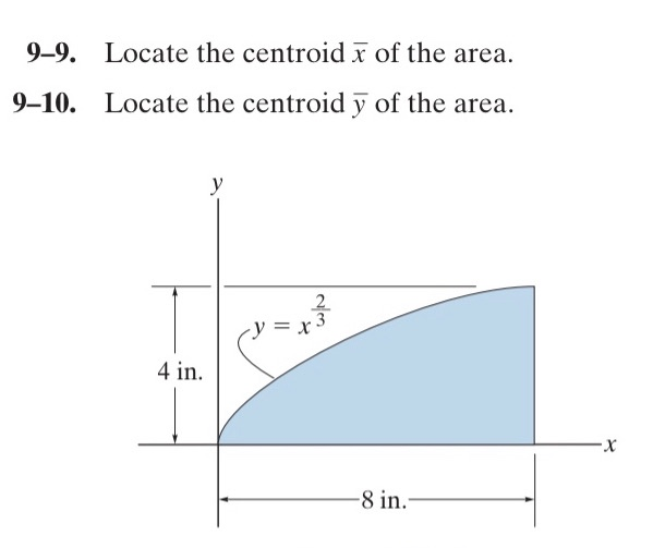 Solved 9-9. Locate the centroid x of the area. 9-10. Locate | Chegg.com