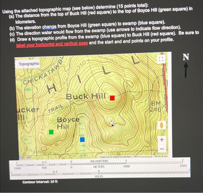 Using the attached topographic map (see below) | Chegg.com