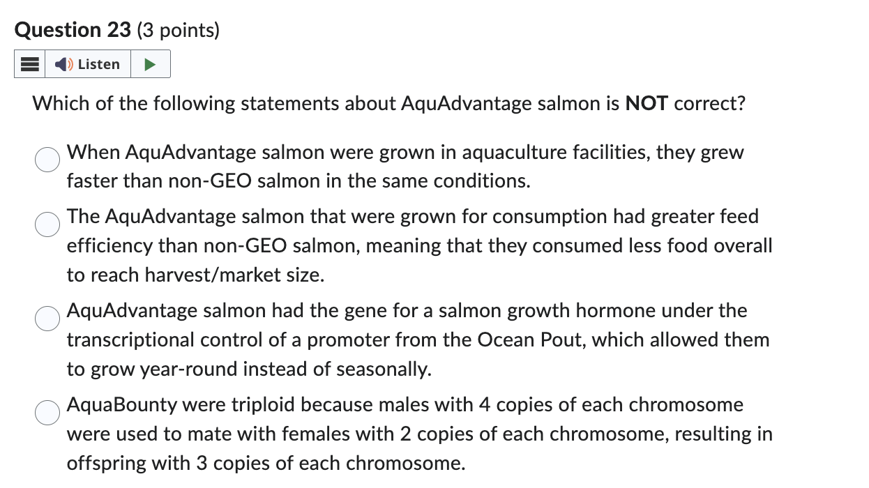 Solved Question 23 (3 ﻿points)Which of the following | Chegg.com