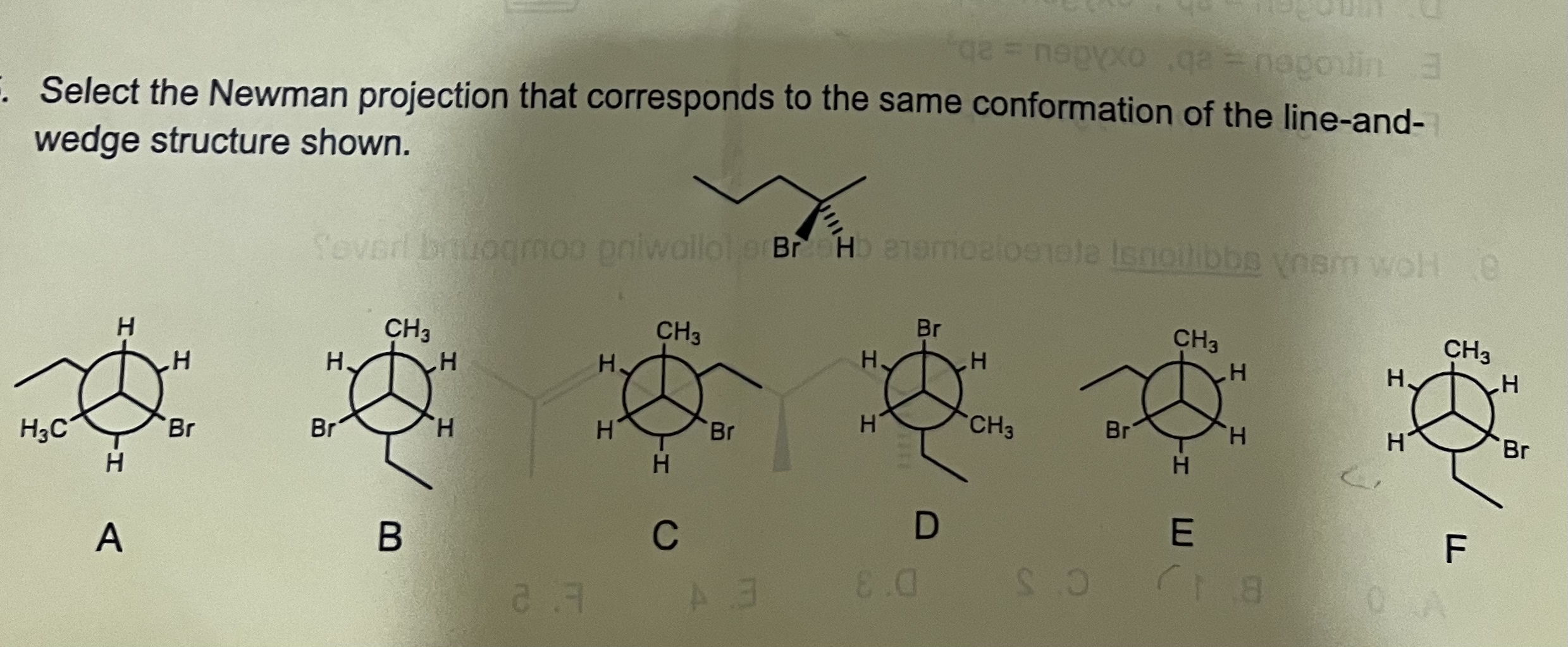 Solved Select the Newman projection that corresponds to the | Chegg.com