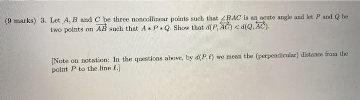 Solved (9 marks) 3. Let A, B and C be three noncollinear | Chegg.com
