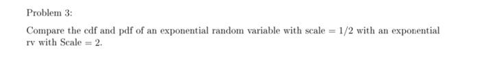 Solved Problem 3: Compare the cdf and pdf of an exponential | Chegg.com