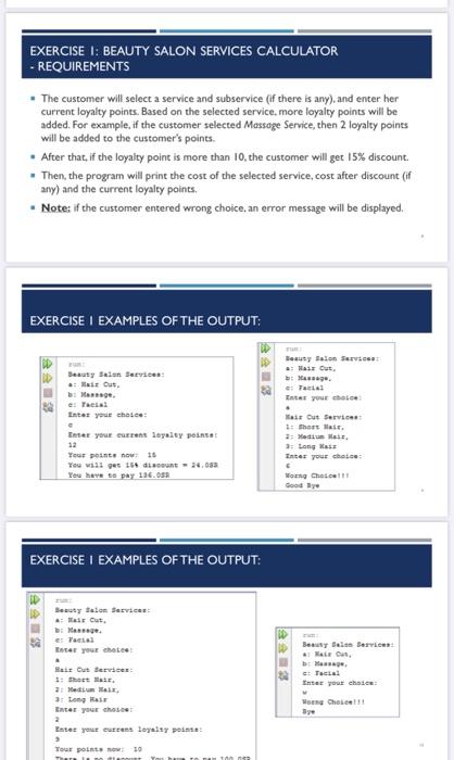 Solved EXERCISE 1: BEAUTY SALON SERVICES CALCULATOR - | Chegg.com