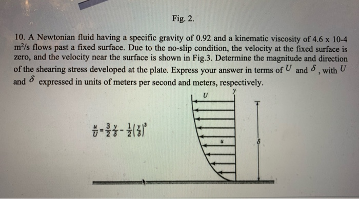 Solved Fig. 2. 10. A Newtonian fluid having a specific | Chegg.com