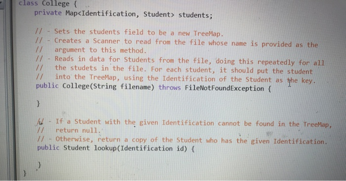 Solved class College { private Map students; // Sets the | Chegg.com