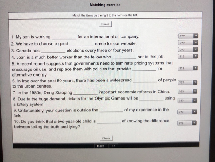 Solved AWL Sublist 6 - Exercise 5b Matching exercise Match | Chegg.com