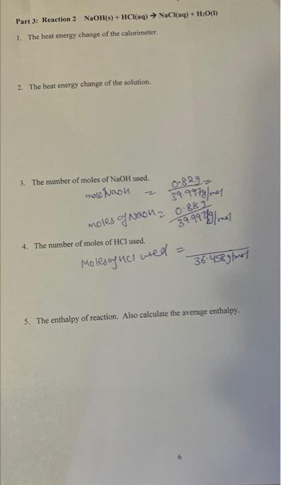 The enthalpy of neutralization of solid sodium | Chegg.com